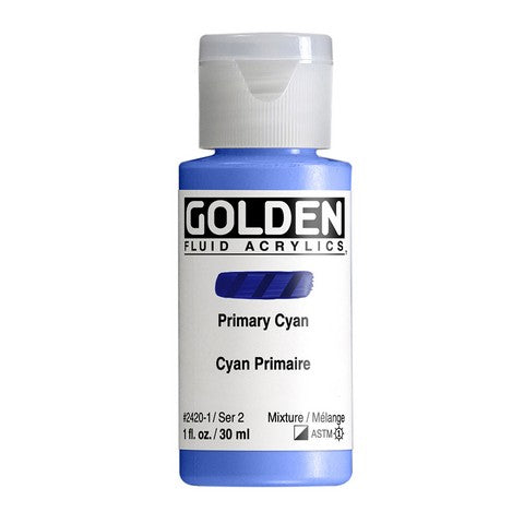 Primary Cyan / 1oz / Fluid Acrylics / Golden Paints – Post Road Art Center