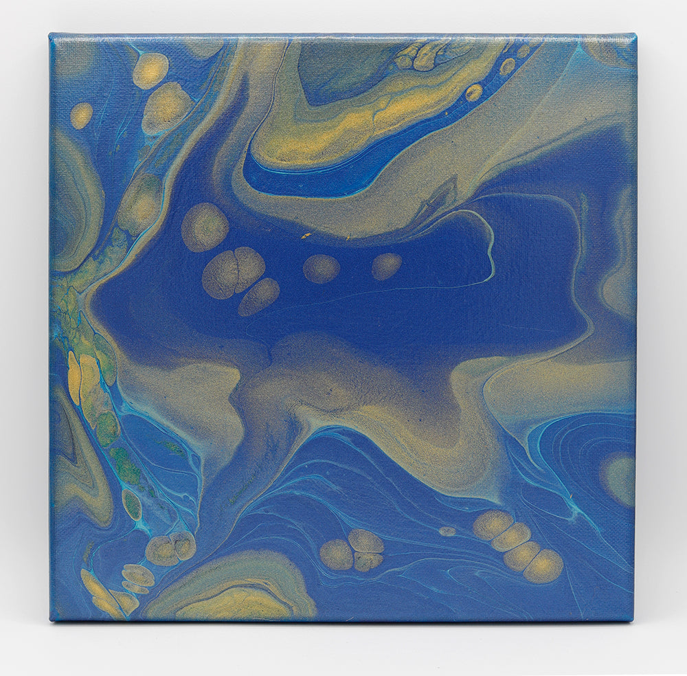 "No.81" / 10x10" Acrylic Pour Painting / Jane Yates – Post Road Art Center